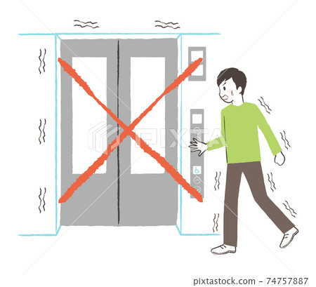 Do not use the elevator in the event of an... - Stock Illustration ...
