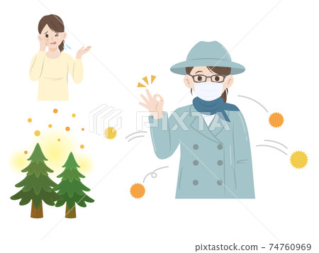 Pollinosis measures female illustration material - Stock Illustration ...