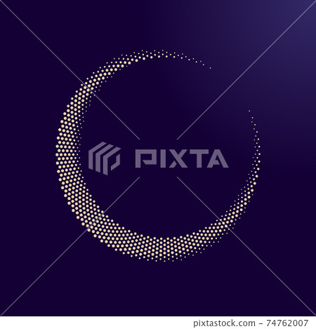 Halftone dots moon illustration as icon or logo. - Stock Illustration ...