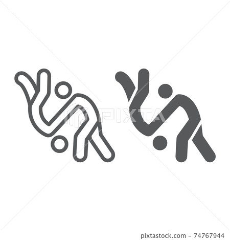 Judo line and glyph icon, sport and combat,...-插圖素材 [74767944] - PIXTA圖庫
