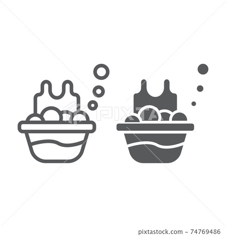 Basin with the clothes line and glyph icon,... - Stock Illustration ...