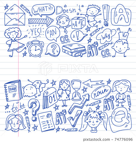 English language. Flat design, vector pattern. - Stock Illustration ...