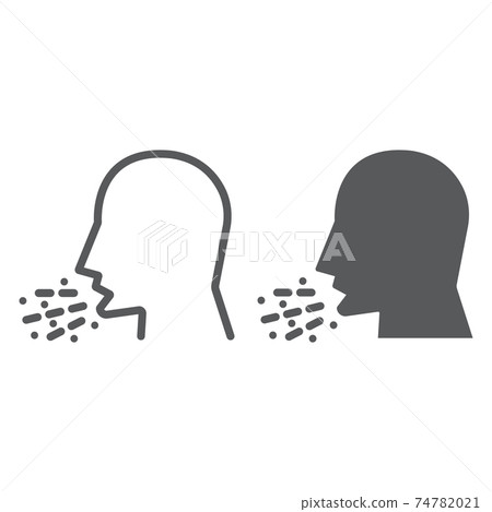 Cough line and glyph icon, coronavirus and flu,... - Stock Illustration ...