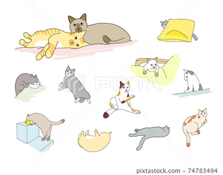 Drink, eat, roll, realistic cat sketch-style... - Stock Illustration ...