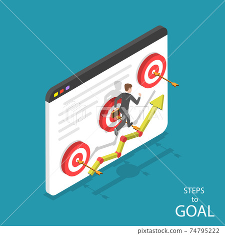 Steps to goal isometric flat vector concept.-插圖素材 [74795222] - PIXTA圖庫