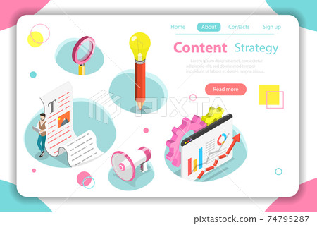Content strategy flat isometric vector concept...-插圖素材 [74795287] - PIXTA圖庫