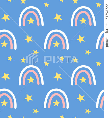 Vector seamless pattern of hand drawn rainbow - Stock Illustration ...