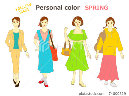 Personal color spring type female model - Stock Illustration [74800819 ...
