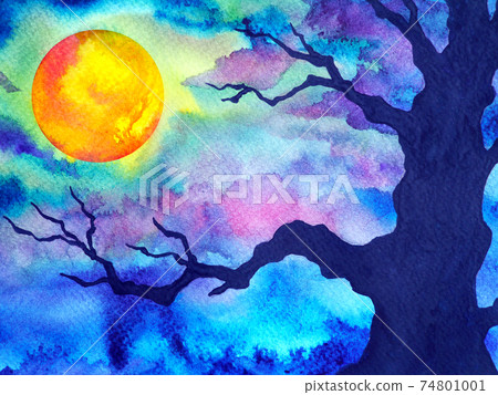 full moon dark night halloween background... - Stock Illustration ...