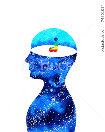 human meditation inside head mind spiritual... - Stock Illustration ...