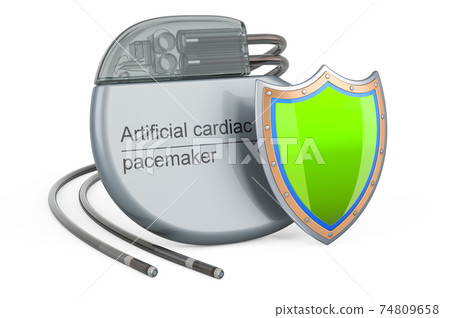 Artificial cardiac pacemaker pump with shield,... - Stock Illustration ...
