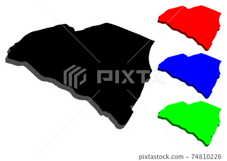 3D map of South Carolina - Stock Illustration [74810226] - PIXTA