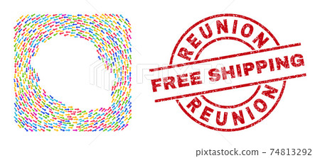 Free Shipping Rubber Stamp and Reunion Island... - Stock Illustration ...