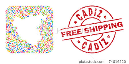 Free Shipping Rubber Badge and Cadiz Province... - Stock Illustration ...