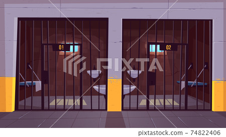 Prison single cells interior cartoon vector - Stock Illustration ...
