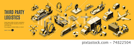 Third party logistics, 3pl, cargo export, import. - Stock Illustration ...