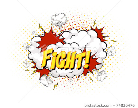 FIGHT text on comic cloud explosion isolated on... - Stock Illustration ...