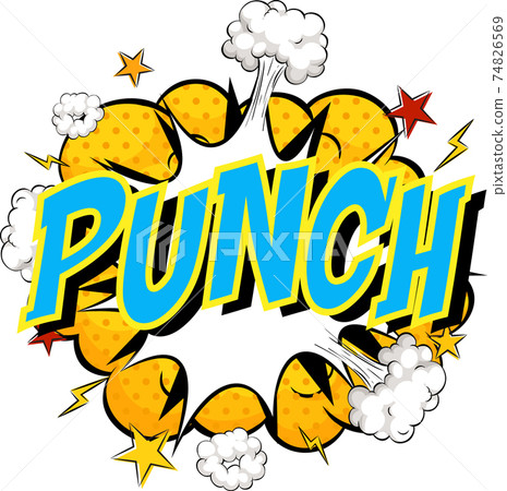 Word Punch on comic cloud explosion background - Stock Illustration ...
