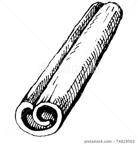 Vector line drawing handmade cinnamon and star... - Stock Illustration ...