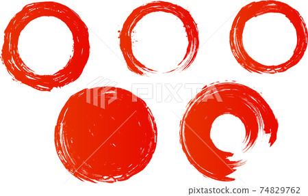 Circle / circle frame material drawn in red ink - Stock Illustration ...