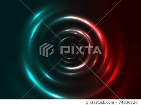 Red and cyan neon glowing smooth circles... - Stock Illustration ...