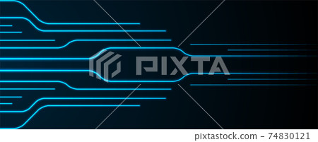 Glowing blue neon circuit board lines background - Stock Illustration ...