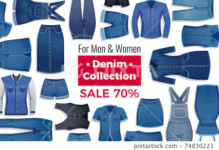 Denim Clothing Sale Advertising Illustration - Stock Illustration ...
