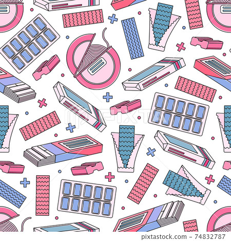 Color seamless pattern with chewing gum. Style... - Stock Illustration ...