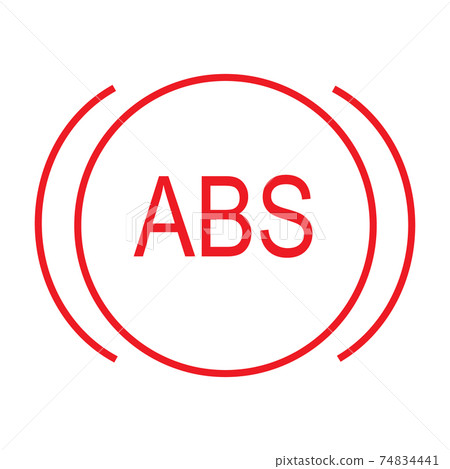 Red signs abs in the car icon on white... - Stock Illustration ...