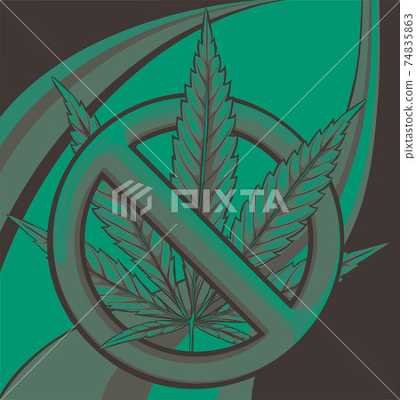 Sign of prohibition cannabis. Red sign ban...-插圖素材 [74835863] - PIXTA圖庫