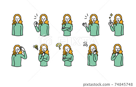 A set of facial expressions for the upper body... - Stock Illustration ...