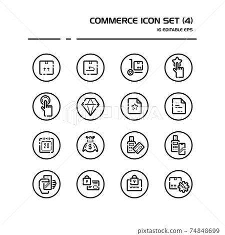 Commerce line icon set in a circle. Box,... - Stock Illustration ...