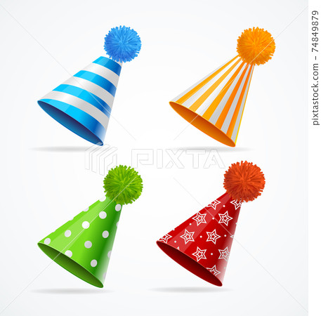 Realistic Detailed 3d Party Hat Set. Vector - Stock Illustration ...