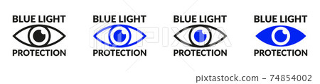 Blue light protection eye icons set. Eyes... - Stock Illustration ...