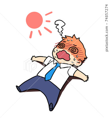 Illustration of a man who collapses due to heat... - Stock Illustration ...