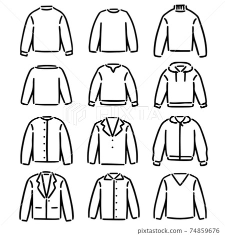 Clothes fashion monochrome illustration set - Stock Illustration ...