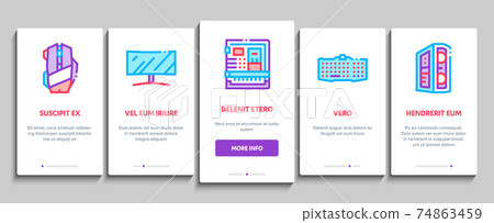 Computer Technology Onboarding Elements Icons... - Stock Illustration ...