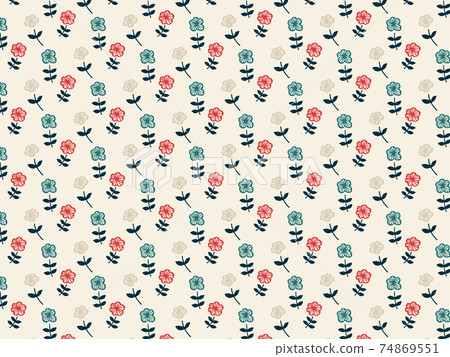Retro three-color florets pattern - Stock Illustration [74869551] - PIXTA
