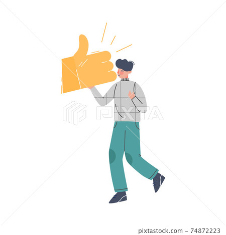 Man Holding Thumb Up Like Sign, Male Follower... - Stock Illustration ...