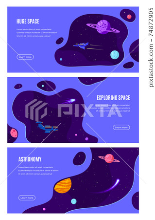 Set of Outer Space Concept Banner Templates - Stock Illustration ...