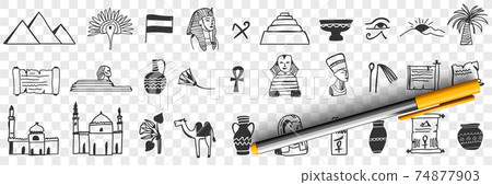 Sightseeings of Egypt doodle set-插圖素材 [74877903] - PIXTA圖庫