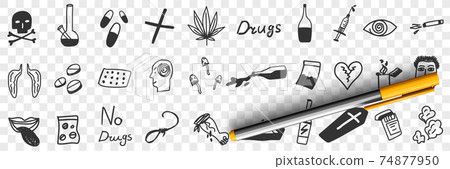 Danger of drugs doodle set - Stock Illustration [74877950] - PIXTA