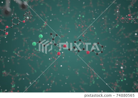 Generic permethrin molecule. Ball-and-stick... - Stock Illustration ...