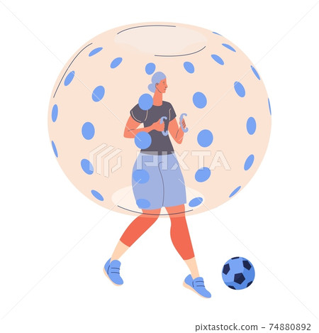 Zorb football player in ball running after... - Stock Illustration ...