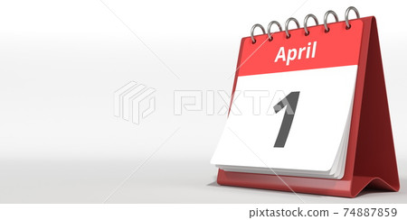 April 1 date on the flip calendar page, 3d... - Stock Illustration ...