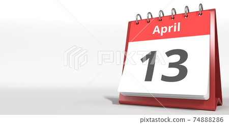 April 13 date on the flip calendar page, 3d... - Stock Illustration ...