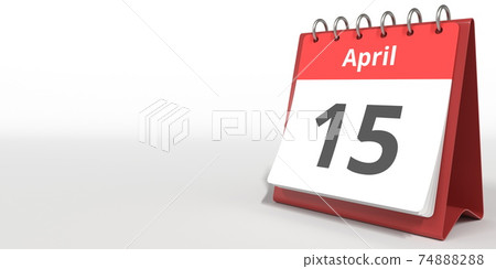 April 15 date on the flip calendar page, 3d... - Stock Illustration ...