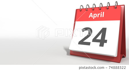April 24 date on the flip calendar page, 3d... - Stock Illustration ...