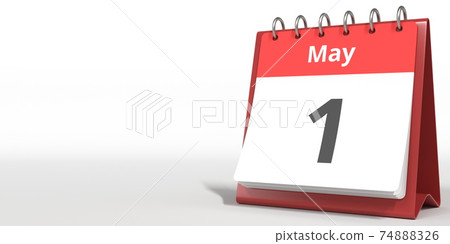 May 1 date on the flip calendar page, 3d rendering - Stock Illustration ...