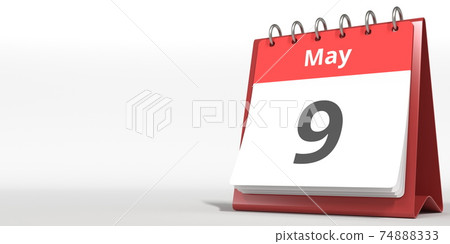 May 9 date on the flip calendar page, 3d rendering - Stock Illustration ...